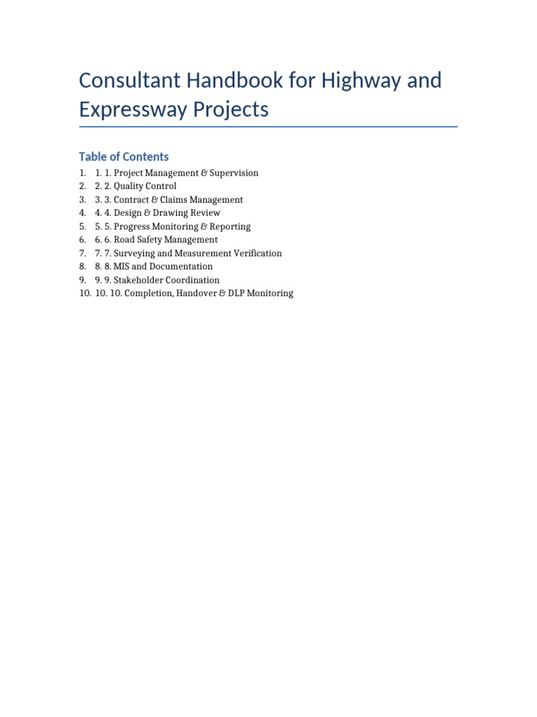 Consultant Handbook Highway Expressway Projects | PDF
