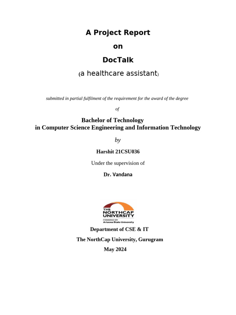 Harshit 21csu036 VII sem project synopsis report(5)[1] | PDF | Artificial Intelligence ...