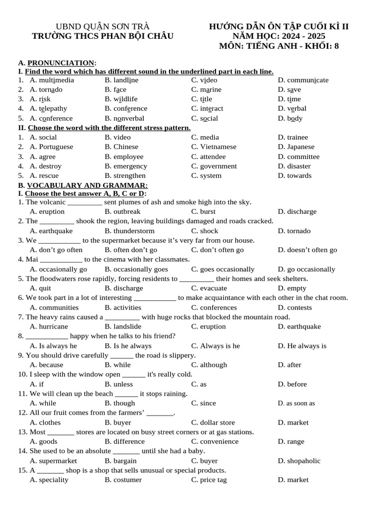 Revision of The Second Semester - English 8 - 2024 - 2025 | PDF ...