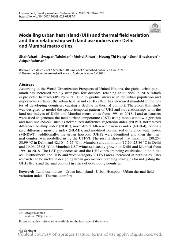 Modelling Urban Heat Island UHI and Thermal Field | PDF | Earth Sciences