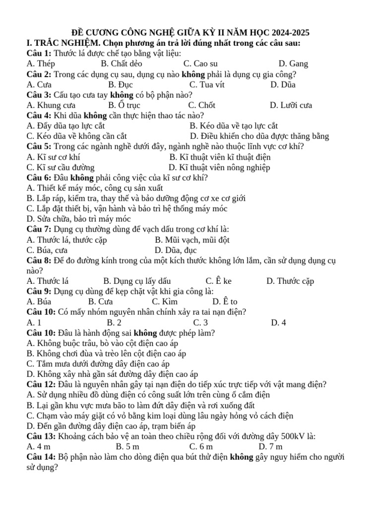 ĐC CN8 GIỮA KỲ II NĂM HỌC 2025 | PDF