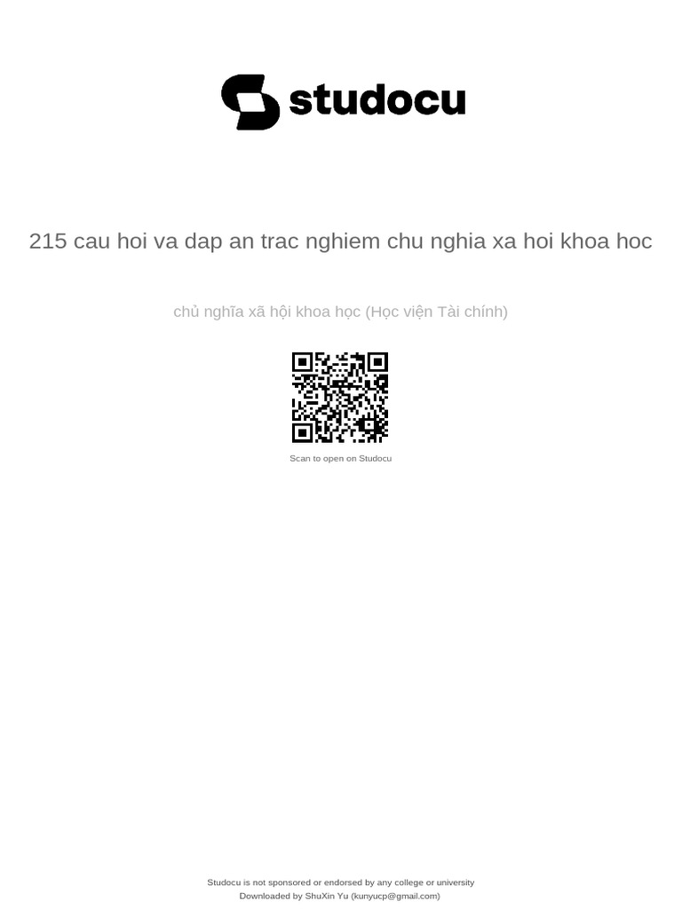 215 Cau Hoi Va Dap Ana Trac Nghiem Chu Nghia Xa Hoi Khoa Hoc | PDF