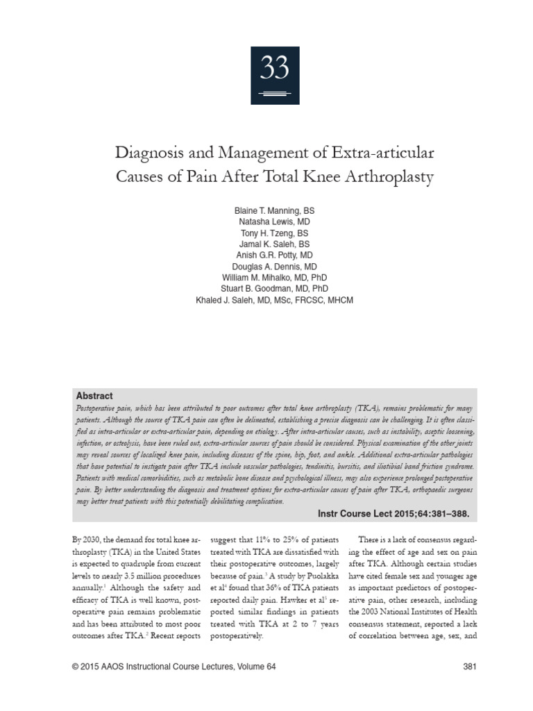 Diagnosing Extra-articular Pain After TKA | PDF | Orthopedic Surgery | Pain
