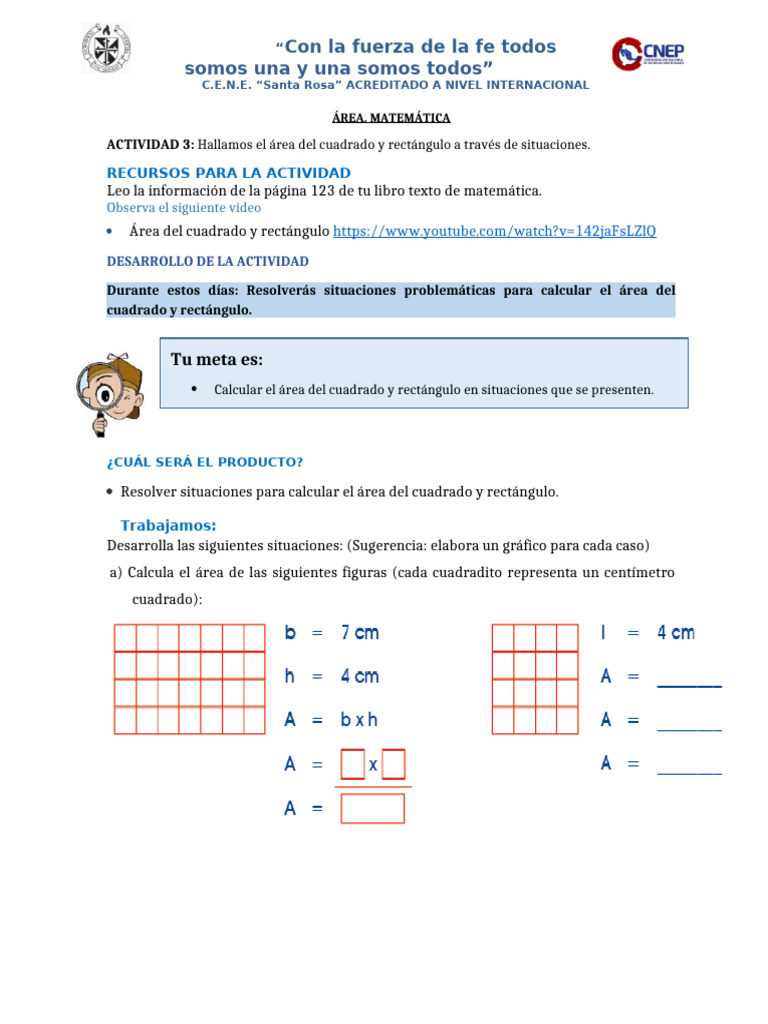 Área Del Cuadrado y Rectángulo | PDF