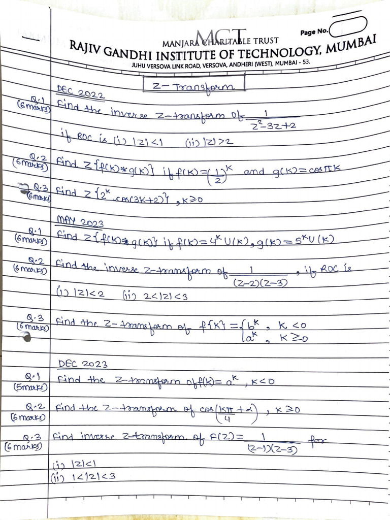 (3) Z TRANSFORM Solved PYQs MATHS4 | PDF