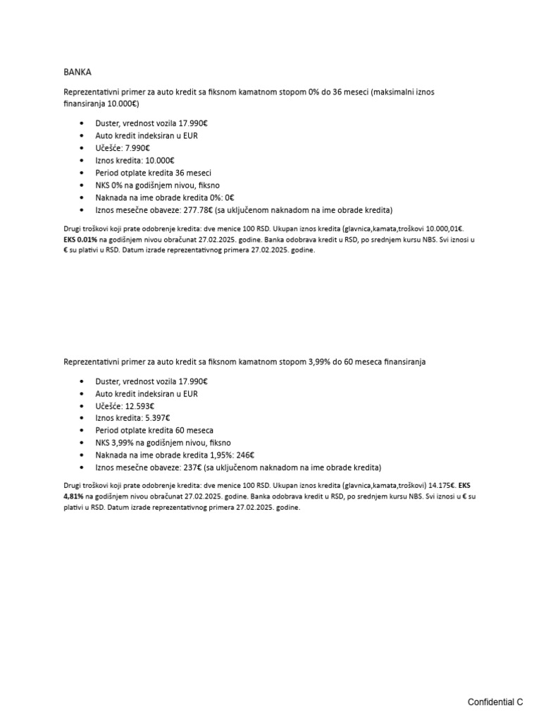 Dacia Novi Duster Finansijska Ponuda | PDF