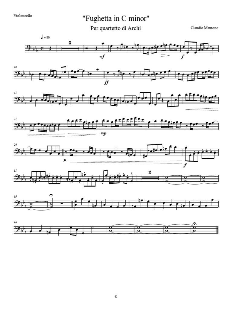Fughetta in C Minor Cello | PDF