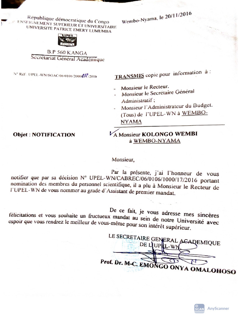 Dossier CT Josue Kolongo | PDF