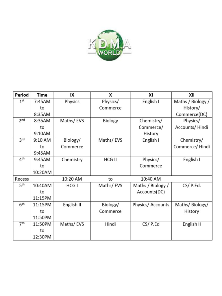 Time Table (10 May '25) | PDF