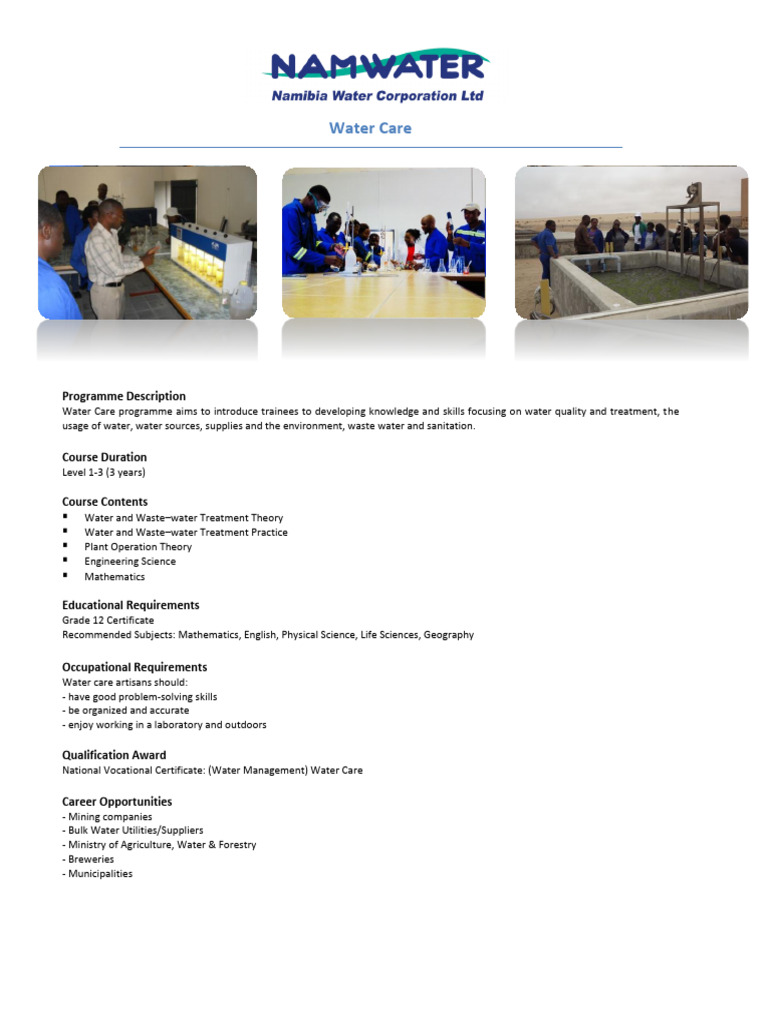 National Certificate in Water Care Program | PDF