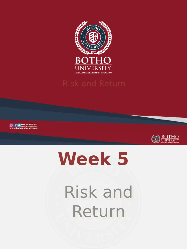 WEEK 5 - Risk and Return | PDF | Financial Risk | Capital Asset Pricing Model
