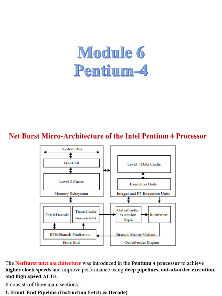 Module 6 Pentium-4 - 250408 - 092755 | PDF | Central Processing Unit | Cpu Cache
