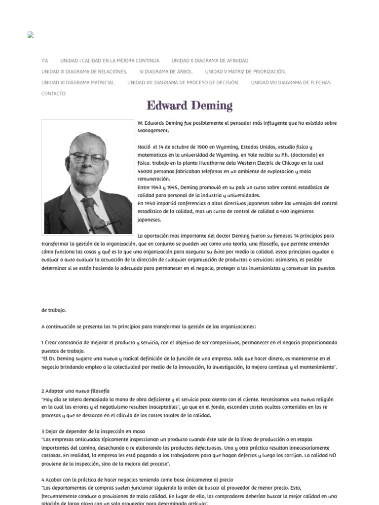 1.2.1 Edward Deming - HERRAMIENTAS DE ANALISIS PARA LA MEJORA DE LA CALIDAD | PDF | Calidad ...