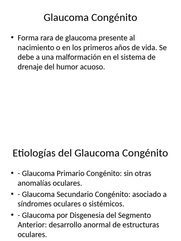 Glaucoma Congenito Presentacion | PDF