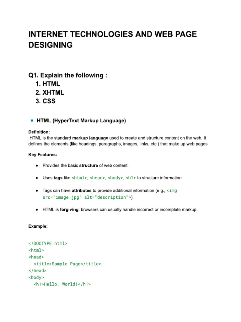 Internet Technology and Web Page Design | PDF