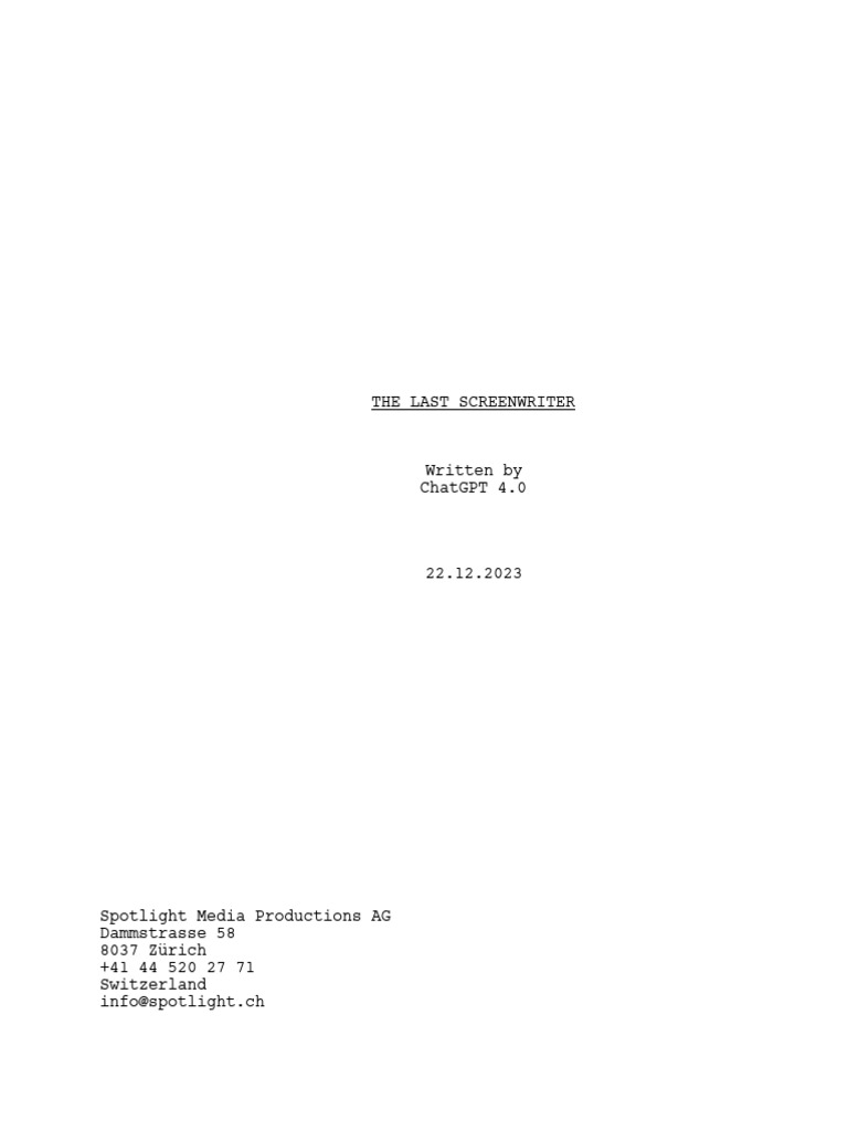 The Last Screenwriter - Screenplay | PDF | Artificial Intelligence | Intelligence (AI) & Semantics