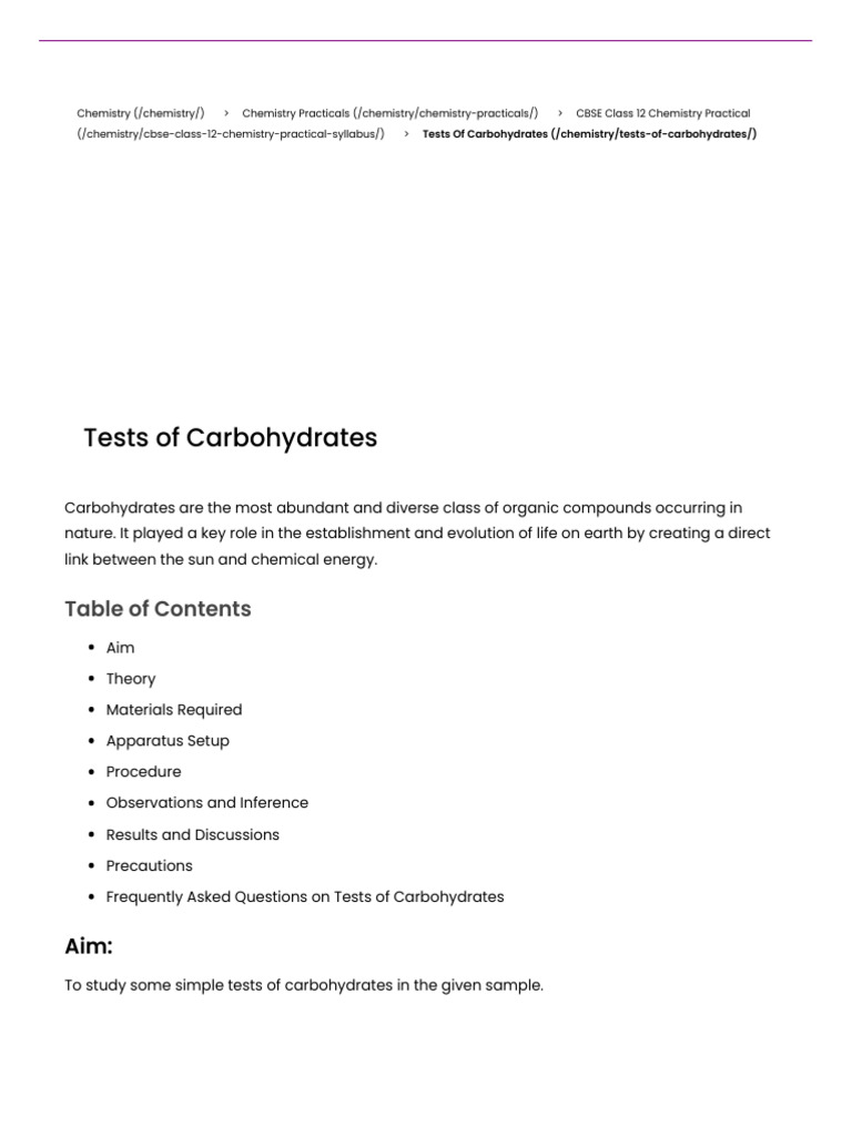 Testing Carbohydrates: Methods & Results | PDF | Physical Sciences ...