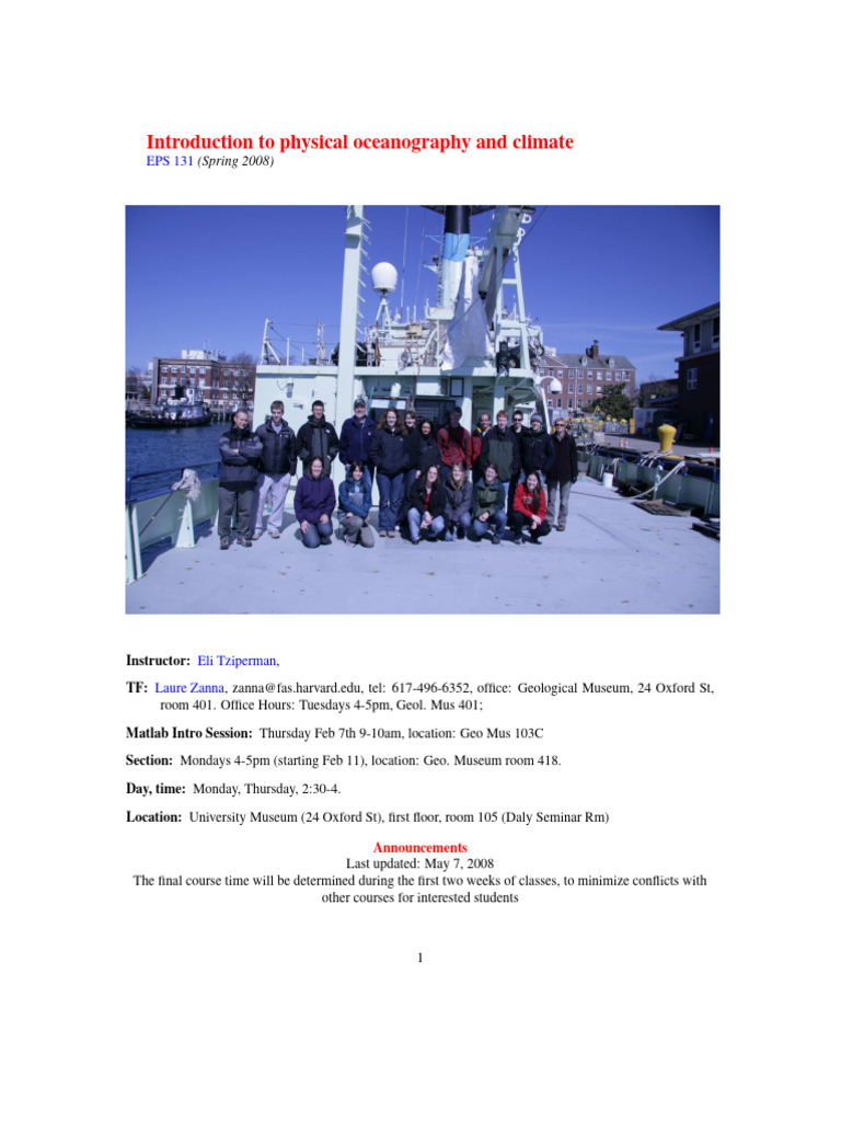 Physical Oceanography Course Overview | PDF | Atmospheric Circulation ...