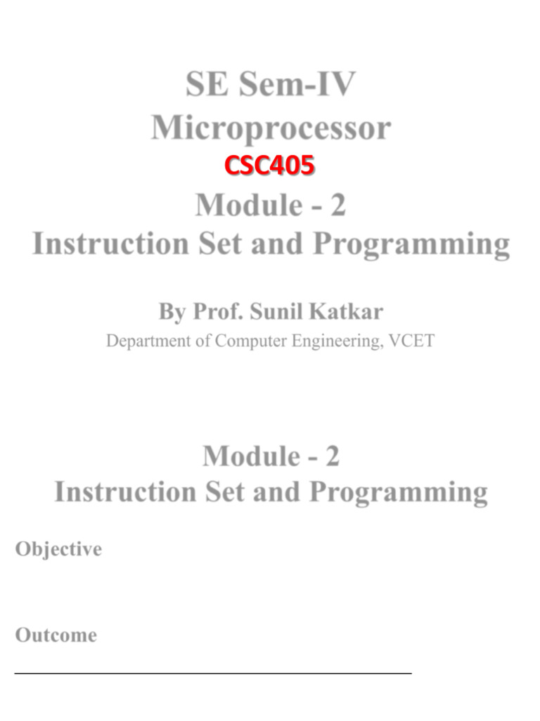 2module 8086 Instruction Set & Programming | PDF | Assembly Language | Central Processing Unit