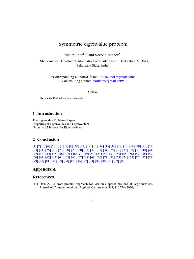 symmetric_eigenvalue_problem | PDF | Eigenvalues And Eigenvectors | Matrix (Mathematics)