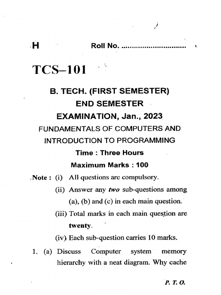 tcs101 Endsem 2023 | PDF