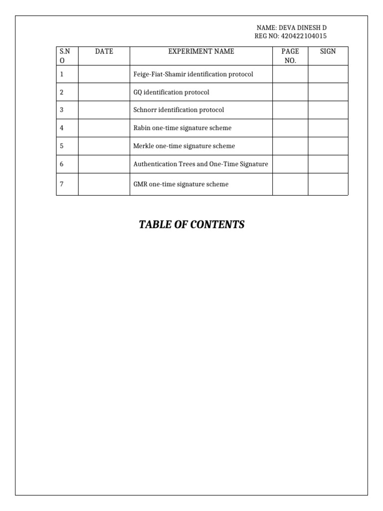 Experiment 1 FFS Identification Protocol | PDF | Public Key ...