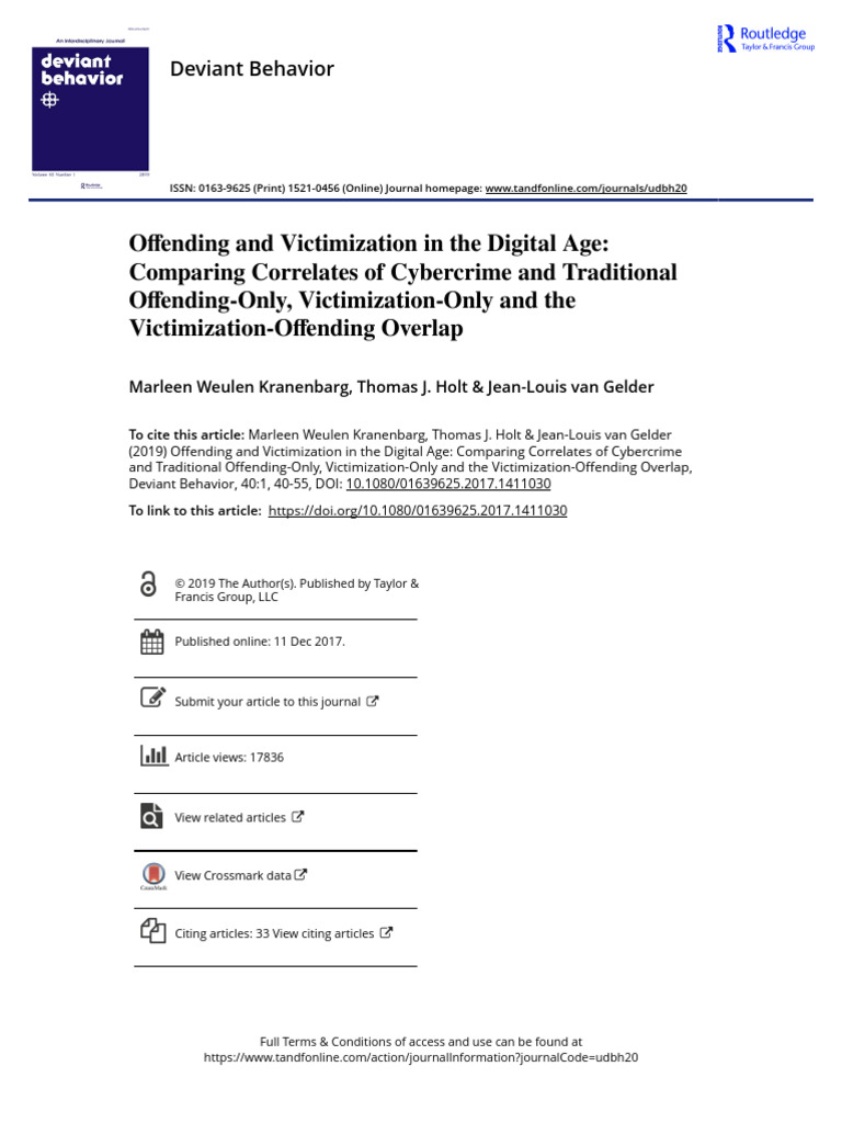 Offending and Victimization in The Digital Age Comparing Correlates of ...