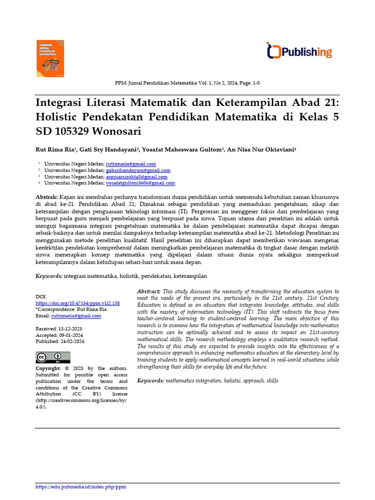 Integrasi Literasi Matematik Dan Keterampilan Abad 21 | PDF