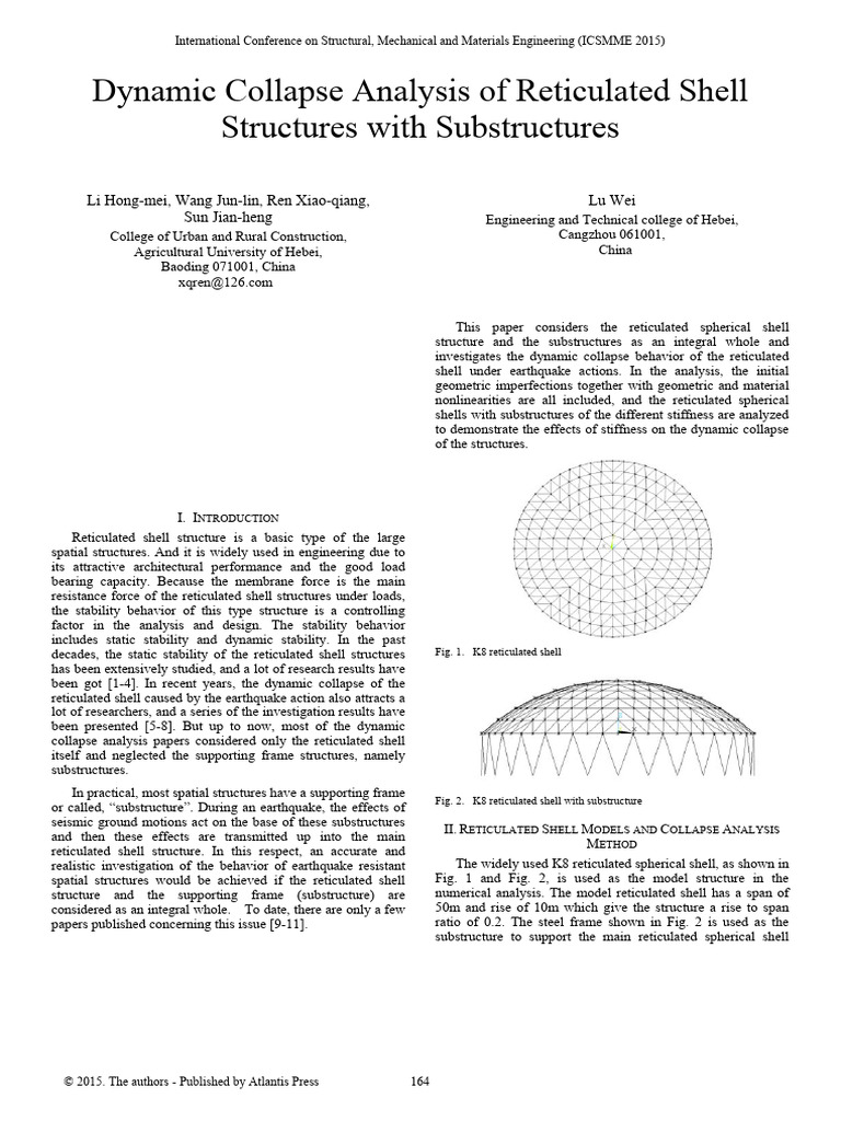 Dynamic Collapse Analysis of Reticulated Shell Structures With Substructures | PDF | Strength Of ...