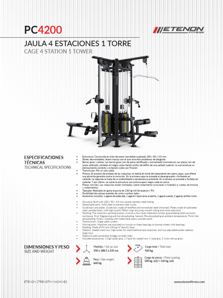 Etenon - PC4200 Jaula 4 Estaciones 1 Torre (Polea Regulable x2) | PDF ...