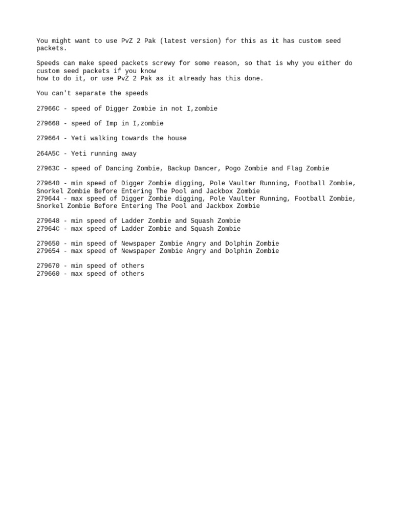 Zombie Speeds | PDF