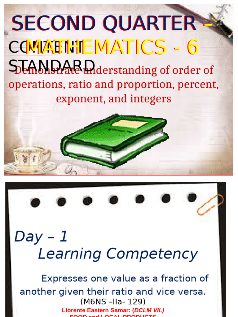 MATH - 2nd Quarter Day 1 | PDF | Ratio | Division (Mathematics)