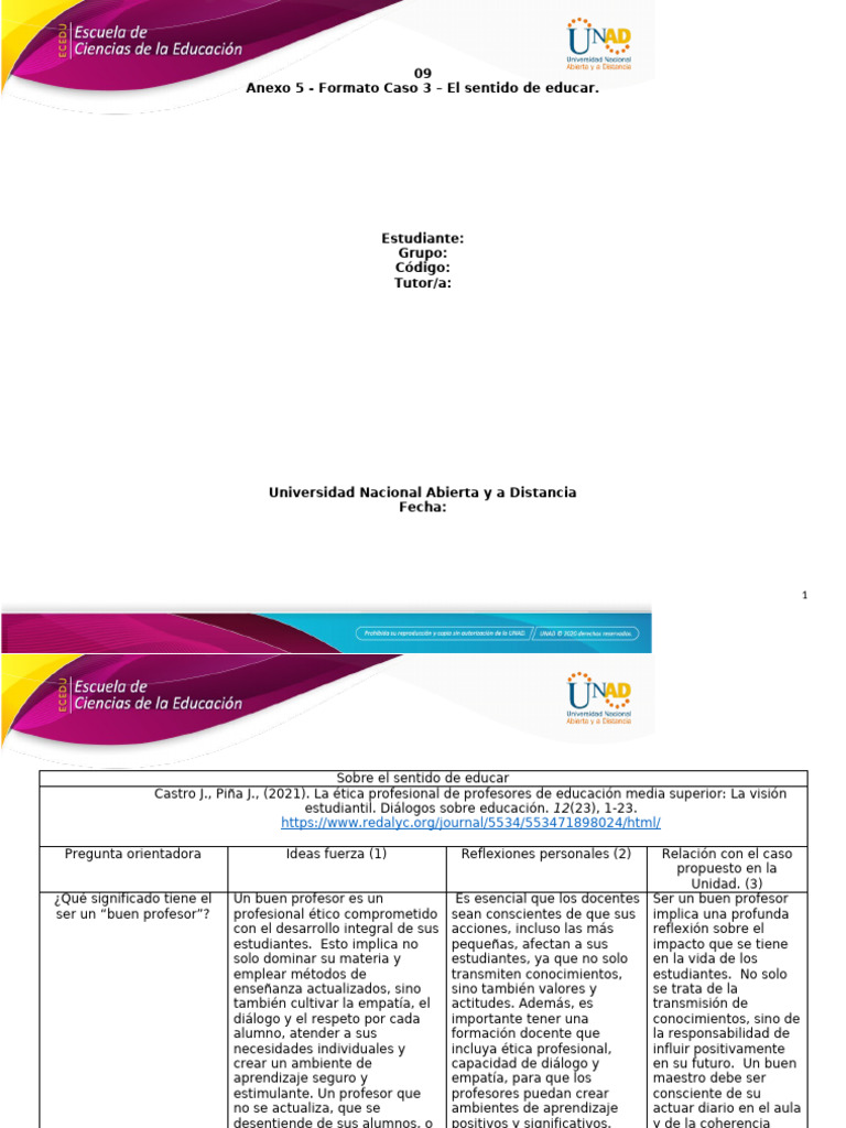 Formato El Sentido de Educar | PDF | Maestros | Enseñando