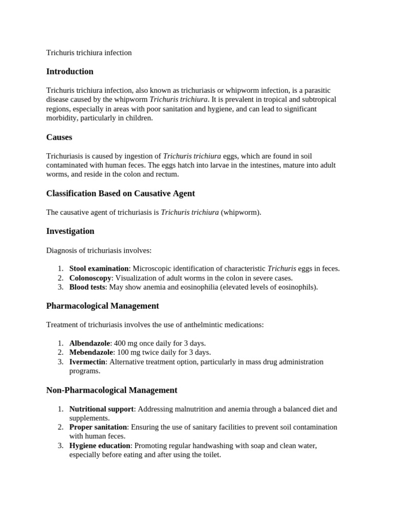 Trichuris Trichiura Infection | PDF