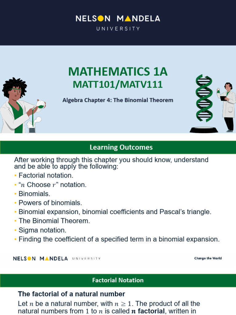 Binomial Theorem and Expansion Guide | PDF | Algebra | Mathematics