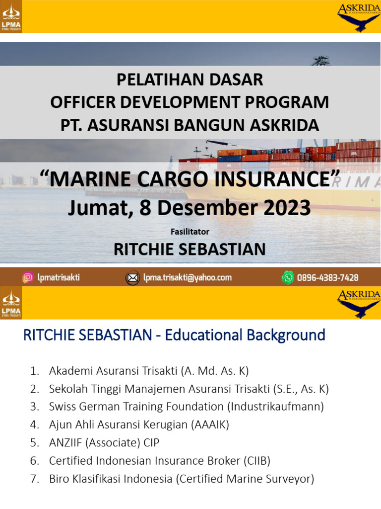 Pengantar Marine Cargo Insurance - LPMA STMA - ODP - Bangun Askrida ...