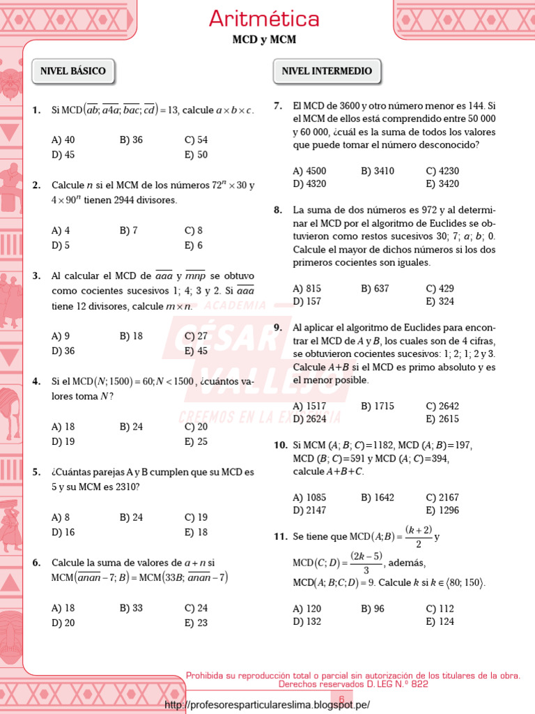 3. MCD y MCM | PDF | Algoritmos y Estructuras de Datos | Algoritmos