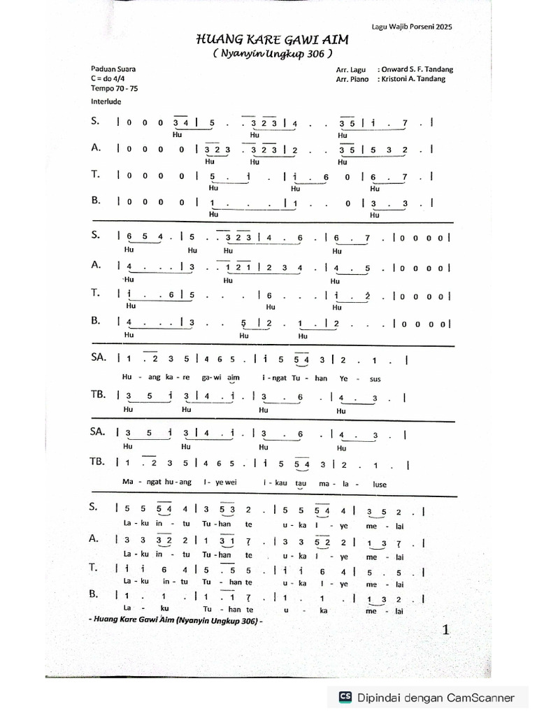 Partitur Lagu Wajib Paduan Suara | PDF