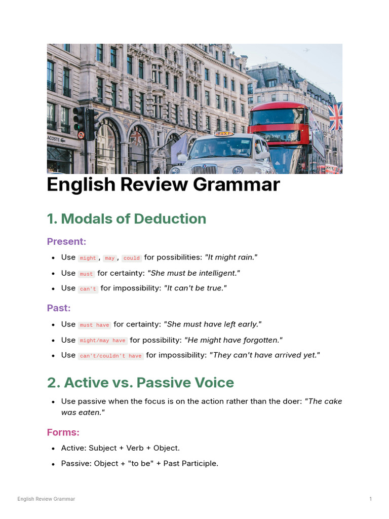 Essential English Grammar Review Guide | PDF | Perfect (Grammar ...