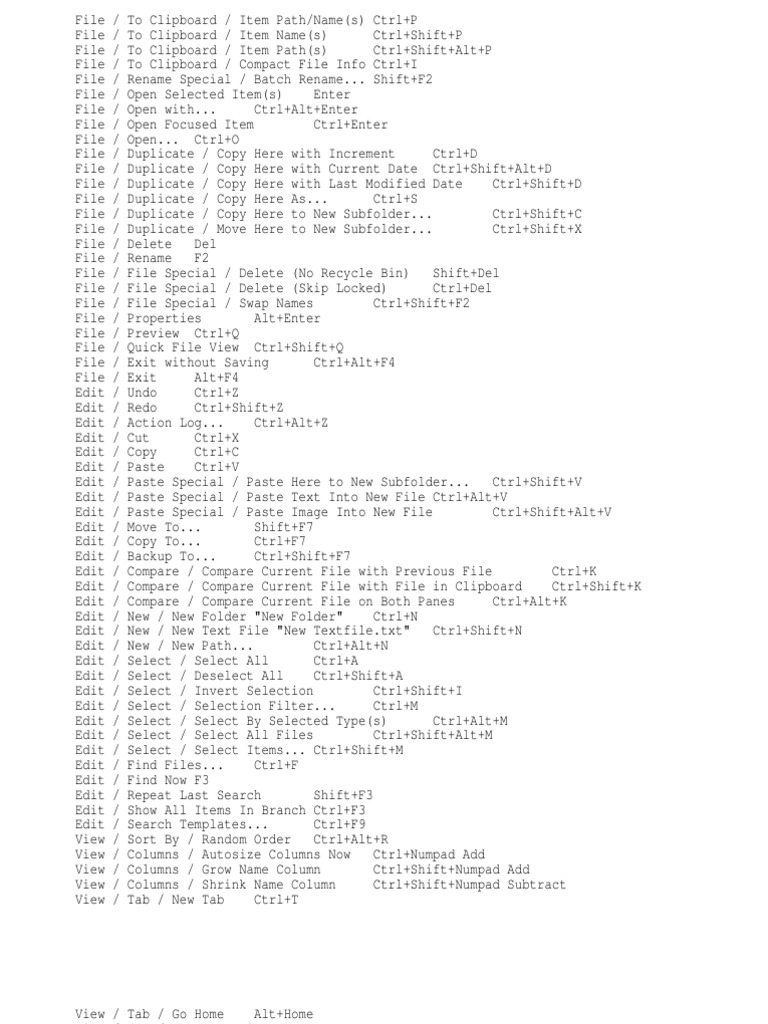 Xyplorer Cheat Sheet Pdf Tab Gui Computer File