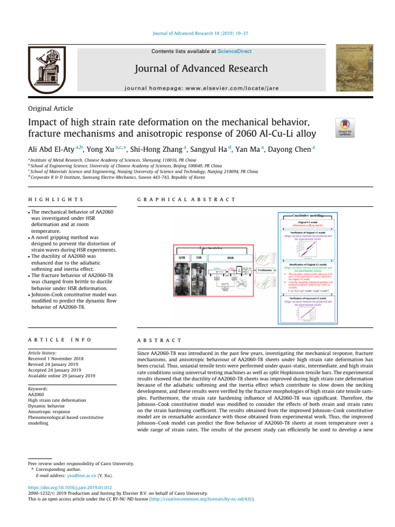 High Strain Rate Effects on AA2060 Alloy | PDF | Deformation ...