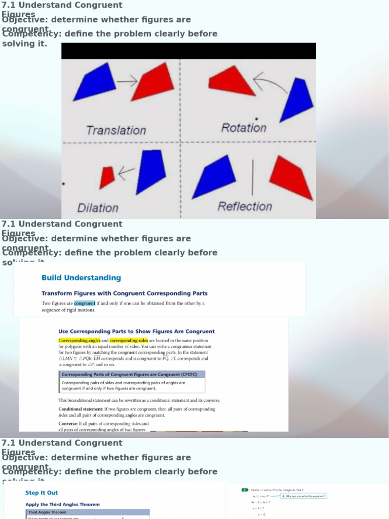 7 1+Understand+Congruent+Figures+Geometry+ | PDF