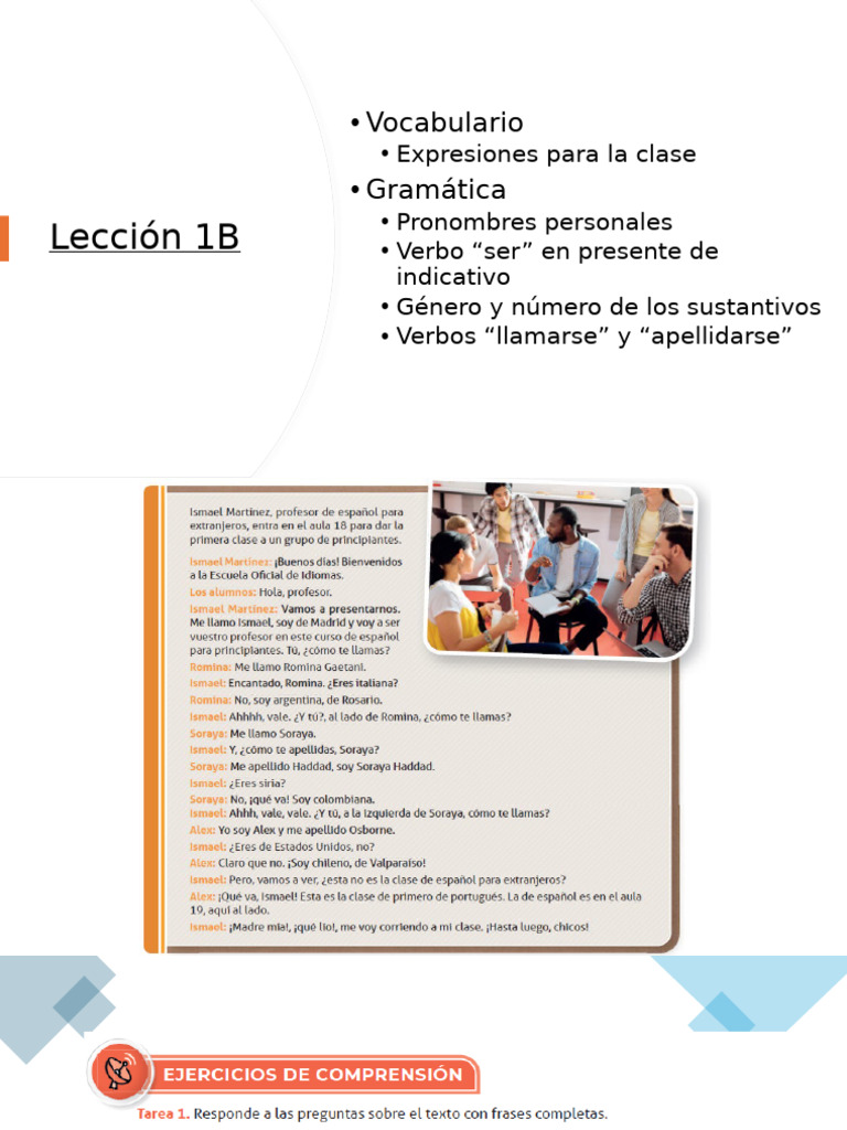 Leccion 1B - Gramatica | PDF