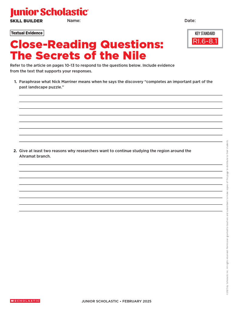 Close-Reading Questions on Nile Discovery | PDF