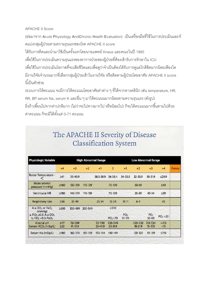 Apache II Score | PDF