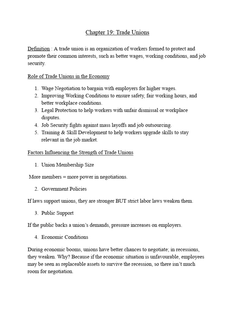 Understanding Trade Unions' Impact | PDF | Trade Union | Employment