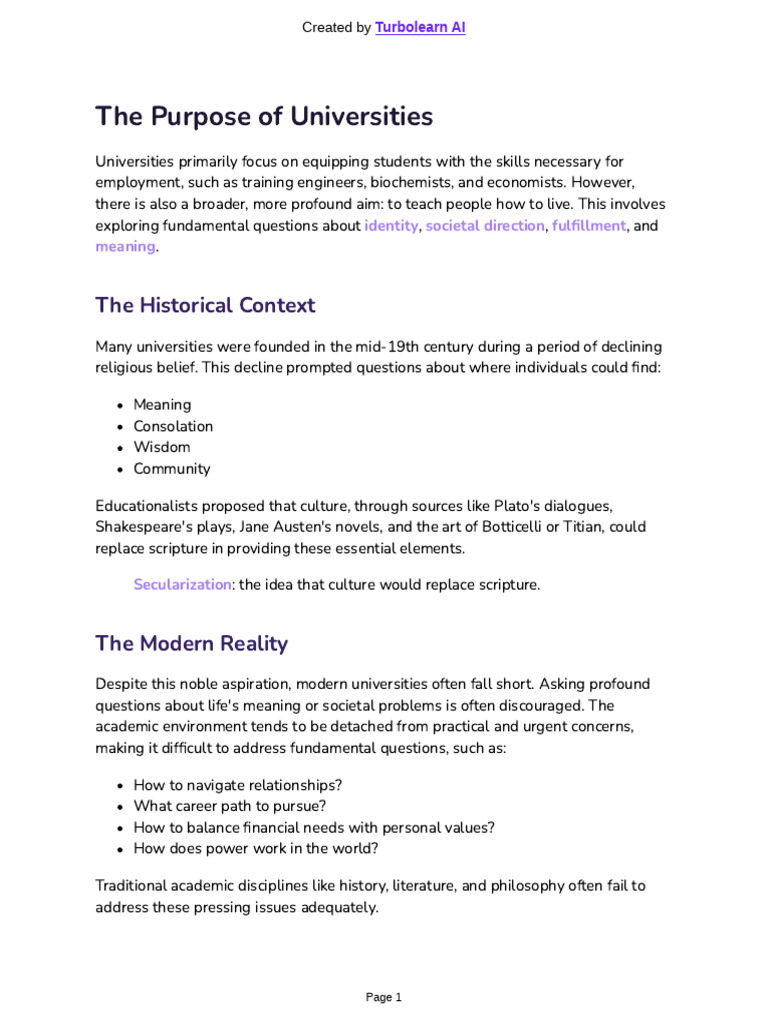 Rethinking University Purpose | PDF