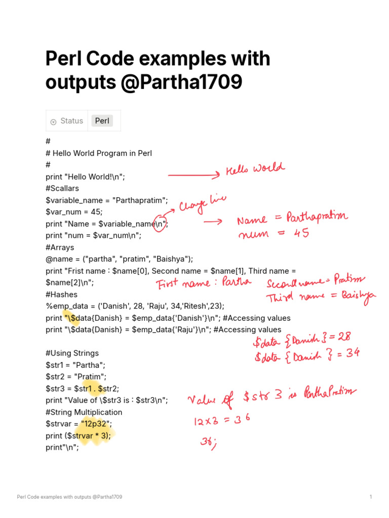 Perl Basics With Example | PDF | String (Computer Science) | Computer Science