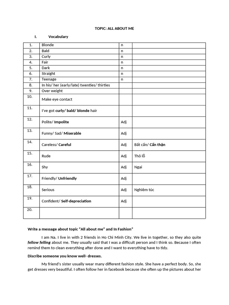 All About Me and Fashion | PDF