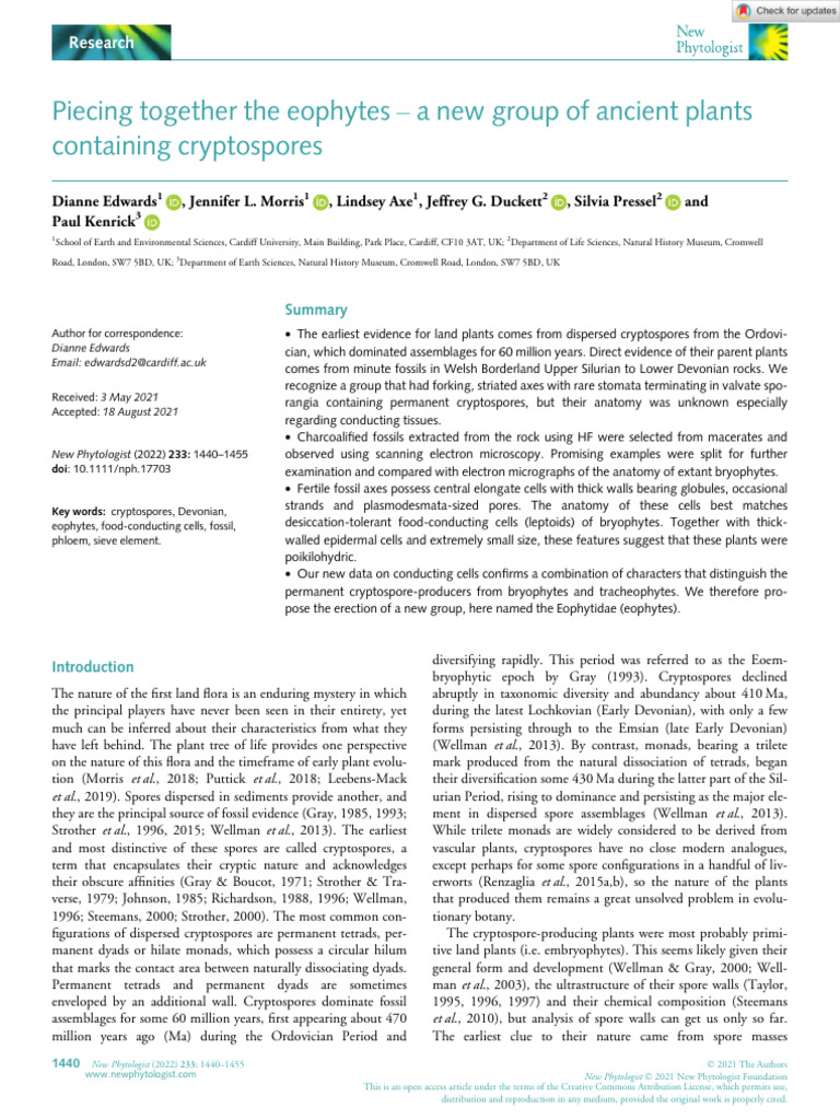 New Phytologist - 2021 - Edwards - Piecing Together The Eophytes A New ...